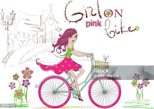 Ilustración De Chica En Bicicleta Y Más Vectores Libres De Derechos De