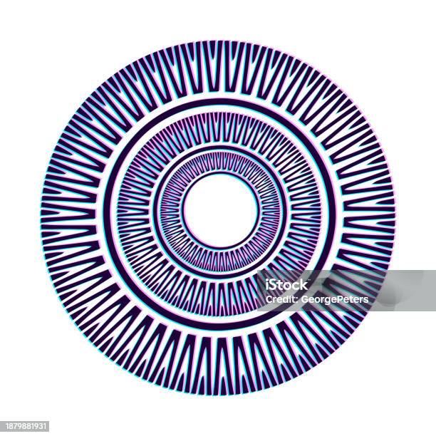 Concentric Circle Pattern With Glitch Technique Stock Illustration