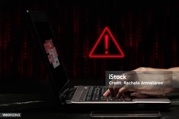 Hacker Detection Cyber Attack On Computer Network Scam Alert Software Warning Fraud Cyber