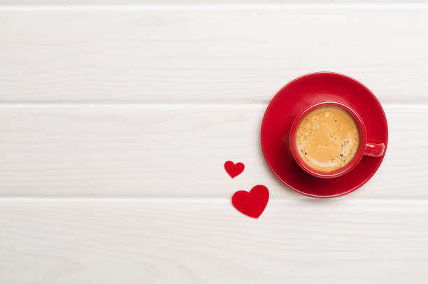 Free Stock Photo of Red coffee cup with heart latte art design ...