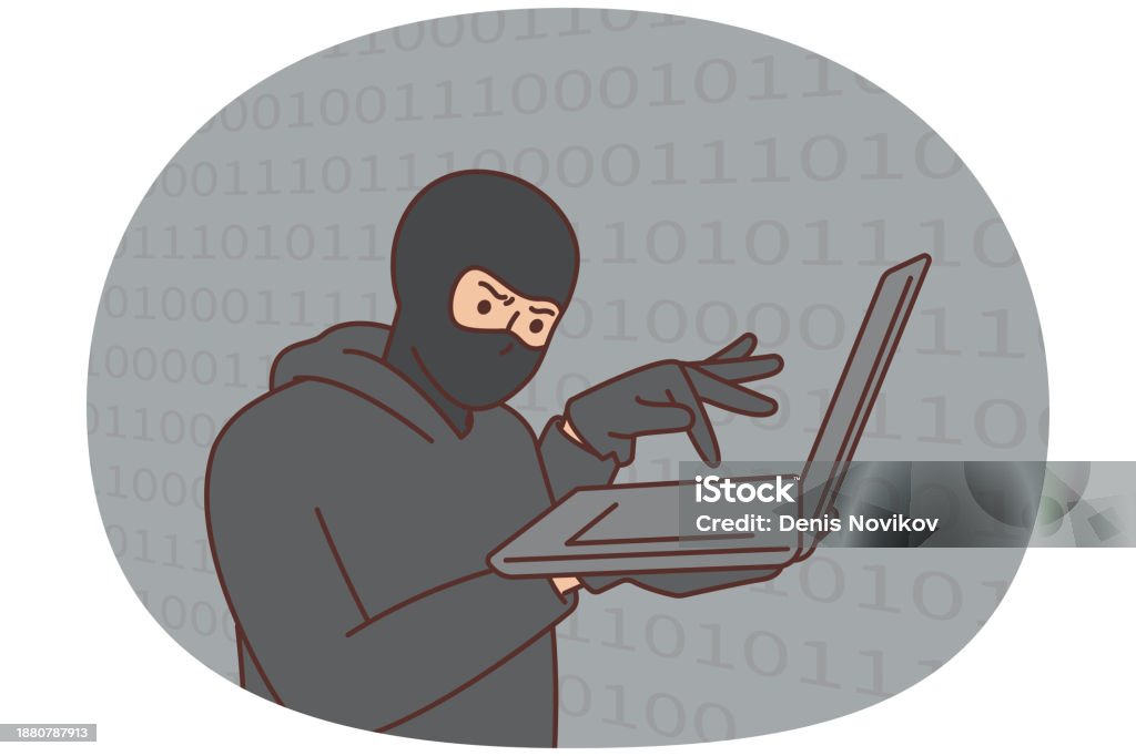 Hacker Cybercriminal With Laptop Stealing Users Personal Data Stock ... Hacker Cybercriminal With Laptop Stealing Users Personal Data Stock ...