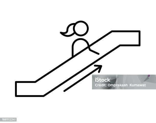 Ilustración De Icono De Escalera Mecánica Icono De La Mejor Línea