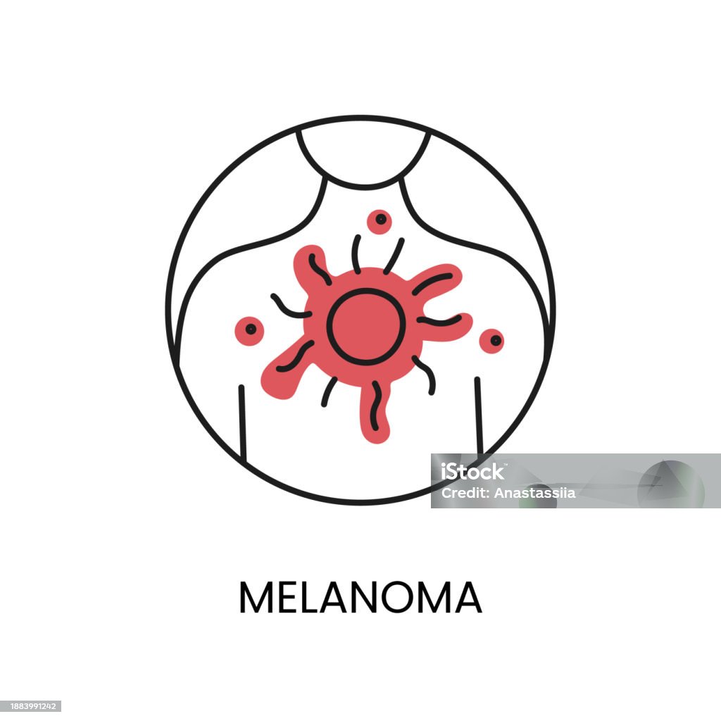 Cancer De La Peau Mélanome Icône De La Ligne Cancer Vecteur Maladie Maligne Vecteurs Libres De