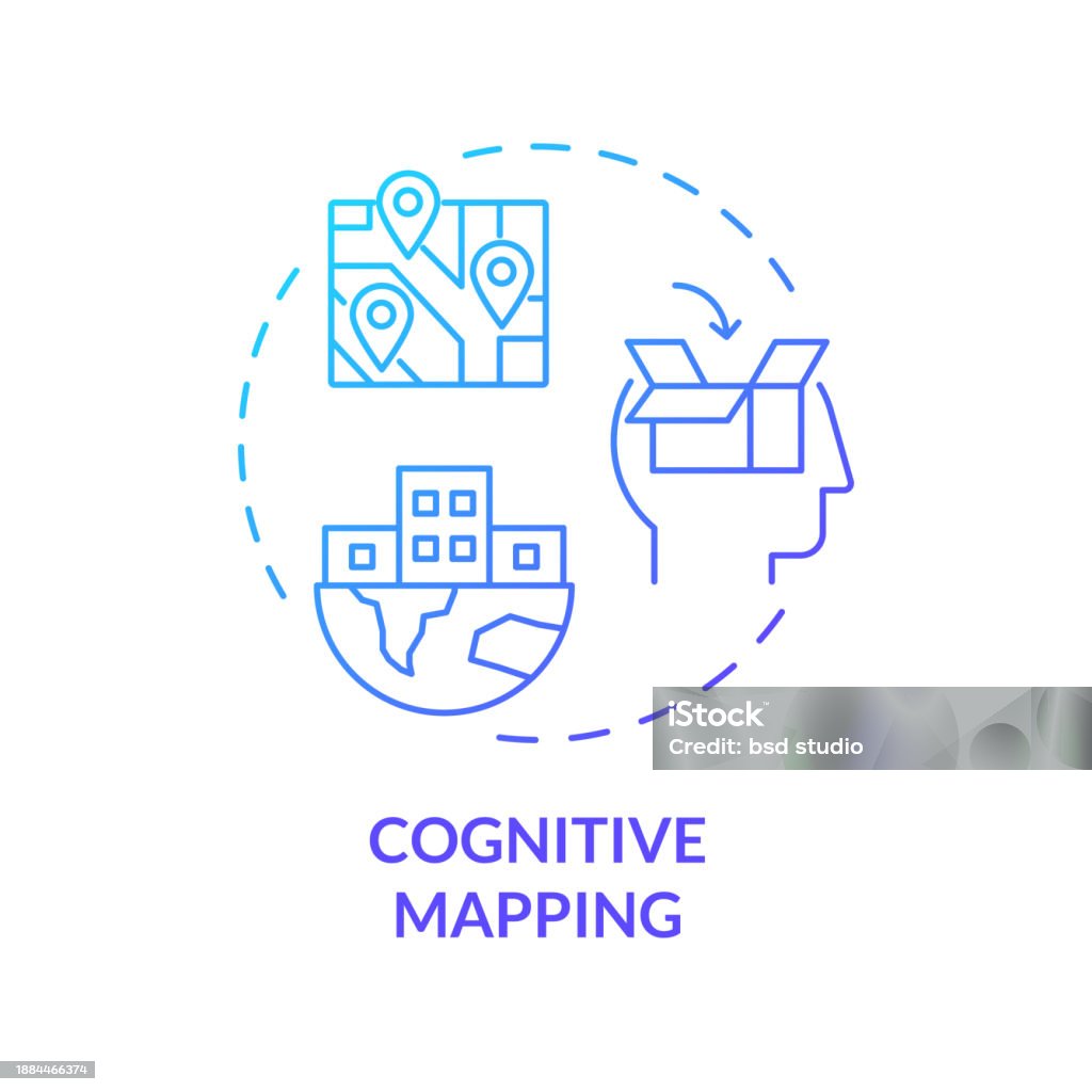 Thin Line Simple Gradient Cognitive Mapping Icon Concept Stock