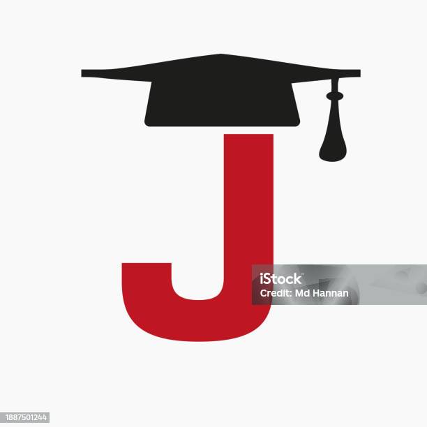 Logo De Léducation Sur La Lettre J Avec Licône De Chapeau De Graduation