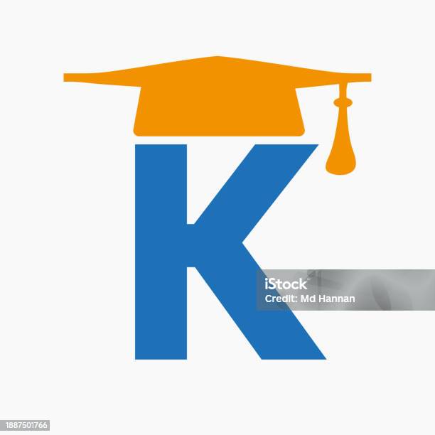 Logo De Léducation Sur La Lettre K Avec Licône De Chapeau De Graduation