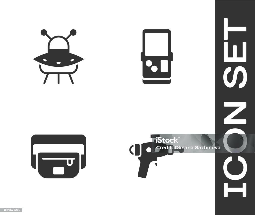 Set Ray Gun Ufo Flying Spaceship Waist Bag Of Banana And Tetris Icon ... Set Ray Gun Ufo Flying Spaceship Waist Bag Of Banana And Tetris Icon ...