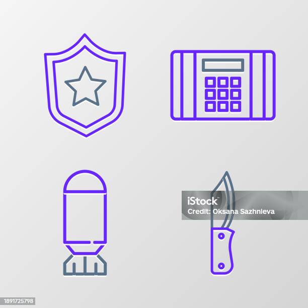 Définir La Ligne Couteau Militaire Bombe Daviation Dynamite Et Icône De