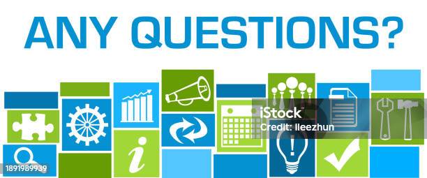 Any Questions Green Blue Business Symbols Grid Bottom Text Stock ... Any Questions Green Blue Business Symbols Grid Bottom Text Stock ...