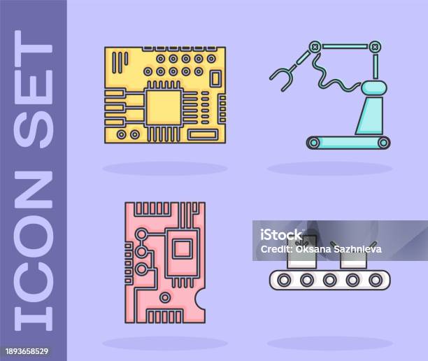 Ensemble De Bande Transporteuse Avec Boîte En Carton Carte De Circuit