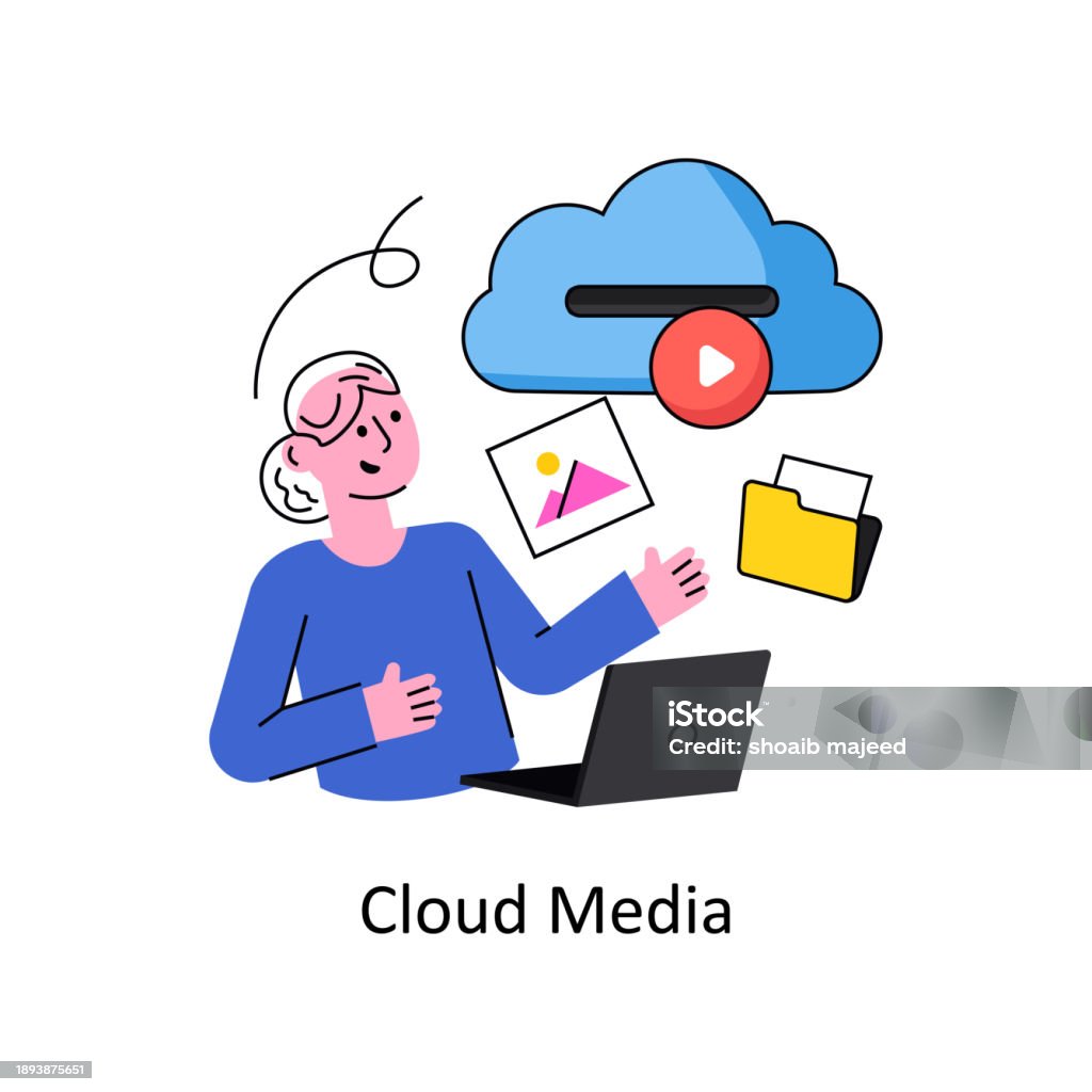 Cloud Media Vector Filled Outline Design Illustration Symbol On White