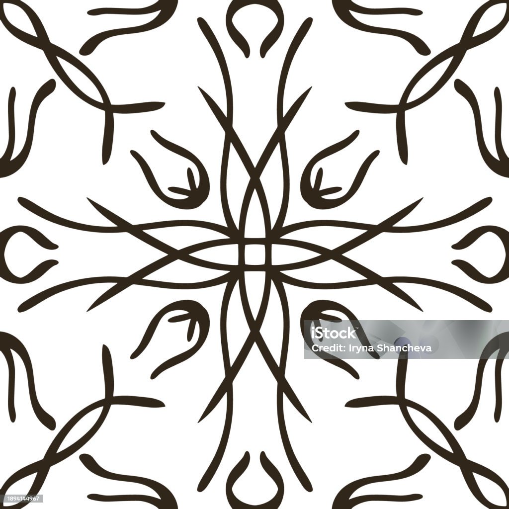 Outline Seamless Pattern Isolated Doodle Hand Drawn Art Sketch Vector
