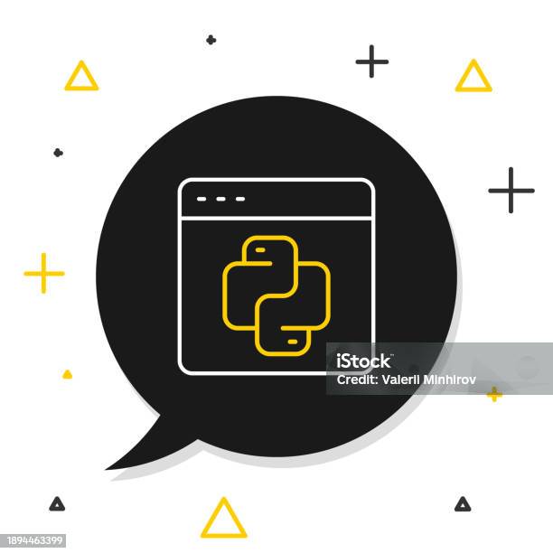 Line Python Programming Language Icon Isolated On White Background Python Coding Language Sign