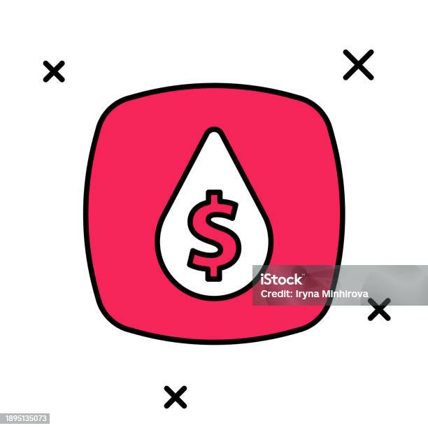 Contour Rempli Goutte Dhuile Avec Icône De Symbole Dollar Isolée Sur