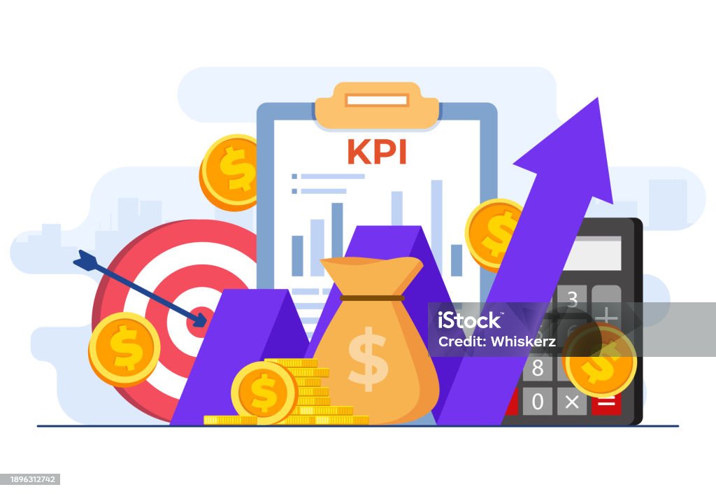 Kpi Key Performance Indicators Business Technical Concept Flat Vector