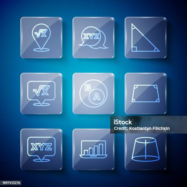 Set Line Xyz Coordinate System Laptop With Graph Chart Geometric Figure Triangle Math Subsets