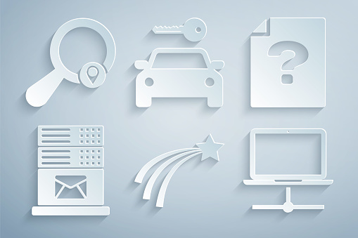 Set Falling Star Unknown Document Mail Server Computer Network Car ... Set Falling Star Unknown Document Mail Server Computer Network Car ...
