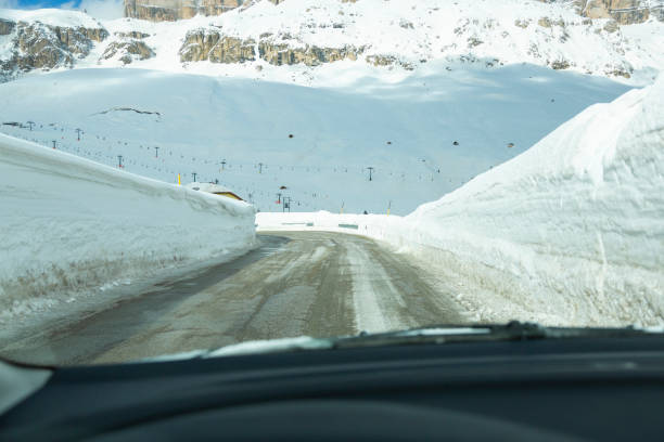 Free Stock Photo of Snow Covered Road With Mountain in the Background ...