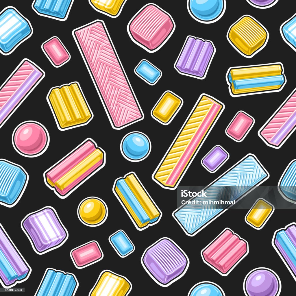 Vector Bubble Gum Seamless Pattern Stock Illustration Download Image