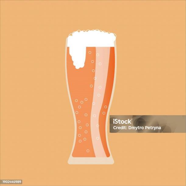 Beer Glass Design With Flat Graphics Vector 2d Graphics Ilustrasi Stok