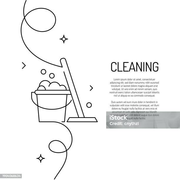 Dessin Au Trait Continu De Licône De Nettoyage Illustration Vectorielle