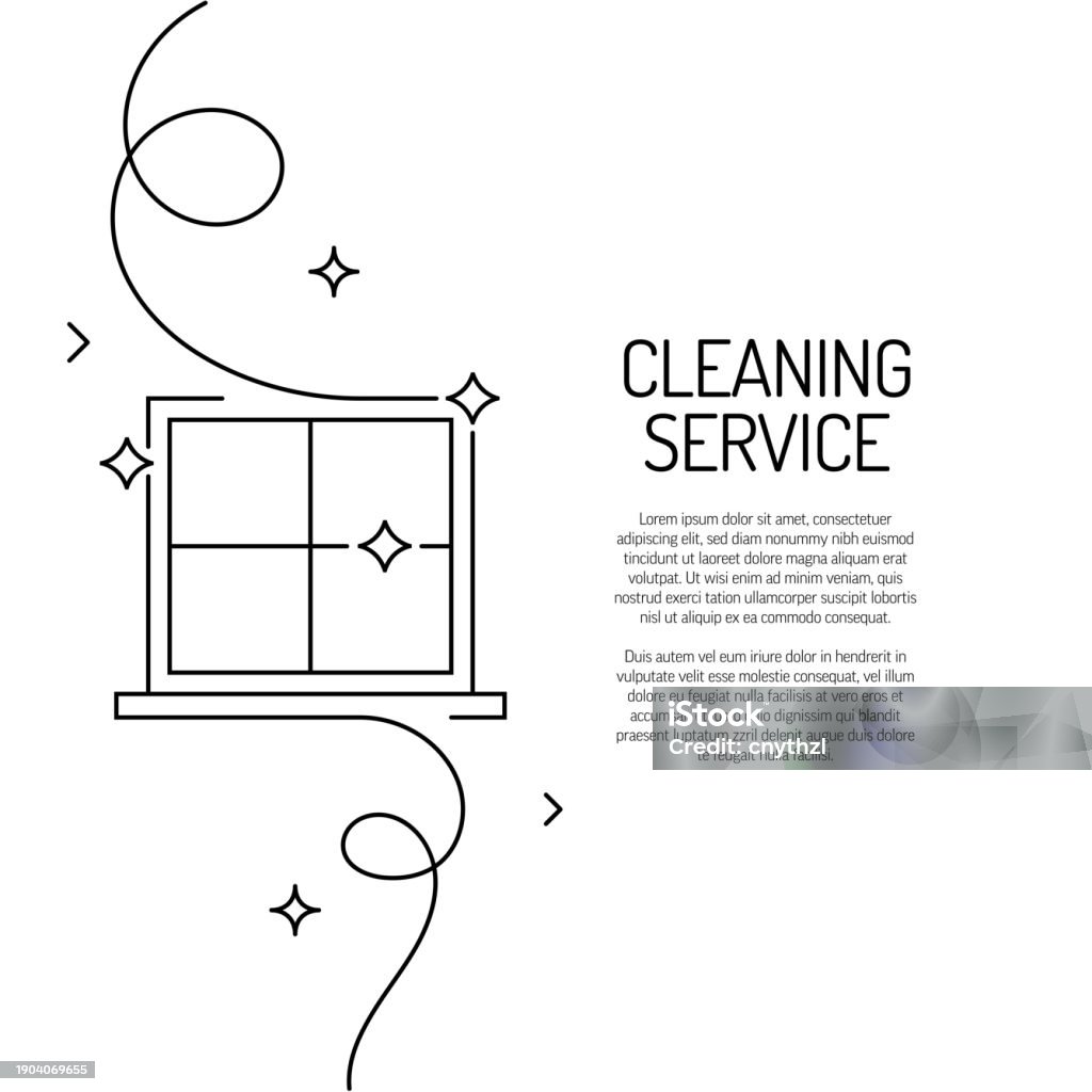 Dessin Au Trait Continu De Licône Du Service De Nettoyage Illustration