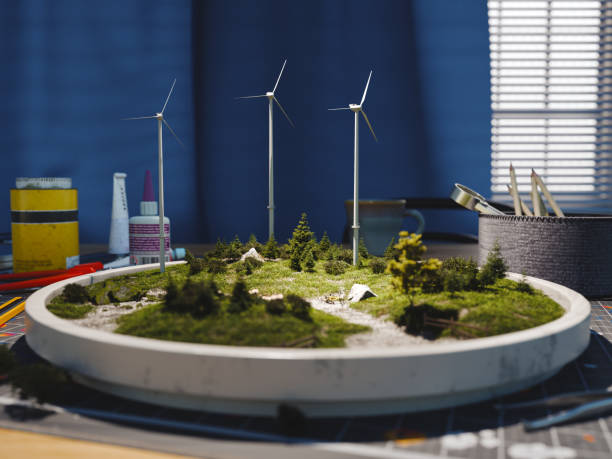 Free Stock Photo of Miniature models of wind turbines on the office ...