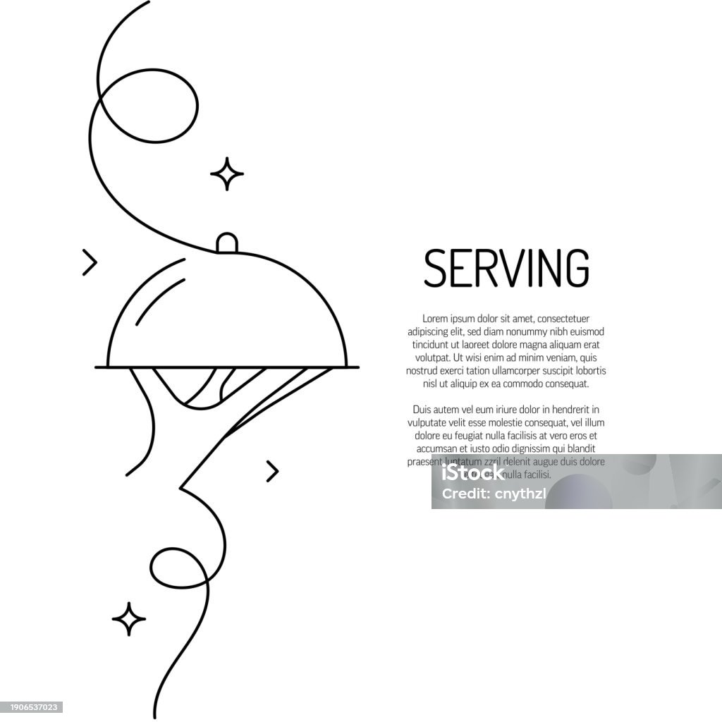 Continuous Line Drawing Of Serving Icon Hand Drawn Symbol Vector