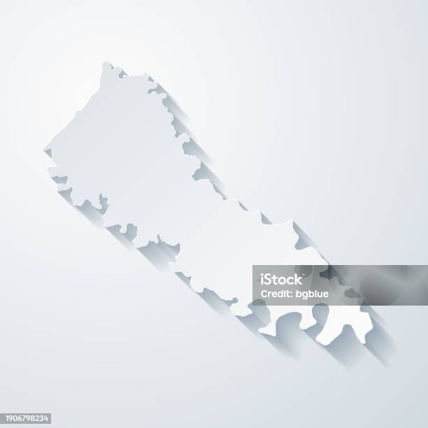 King William County Virginia Map With Paper Cut Effect On Blank