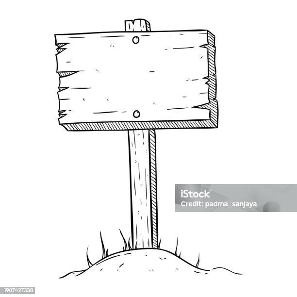 Dessin À La Main Panneau Daffichage En Bois Ou Panneau Denseigne Sur