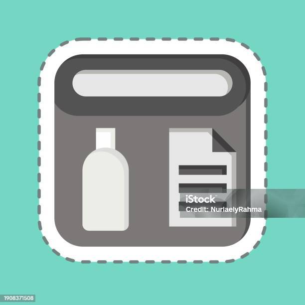 Ligne Dautocollant Coupée Corbeille Lié Au Symbole De La Pollution