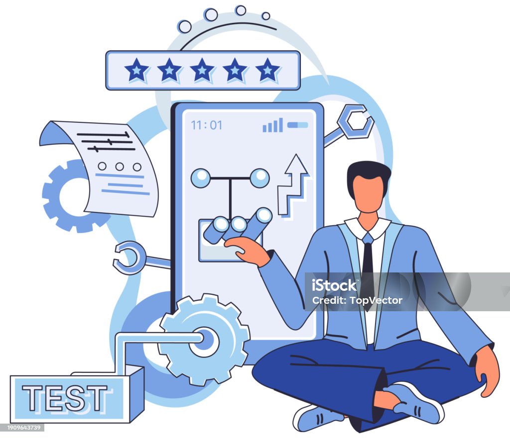 Application Testing Metaphor Vector App Test Mock Drill That Prepares App For Realworld