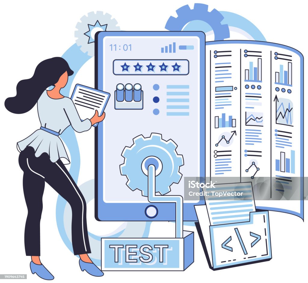 Application Testing Metaphor Vector Application Testing Refining Process For Welloiled Software