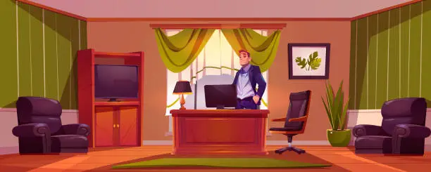 Free Headmaster On Desk Cartoon Clipart Images Freeimages