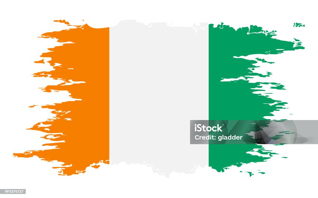Ivory Coast Flag Grunge Brush Color Image Vector Stock Illustration