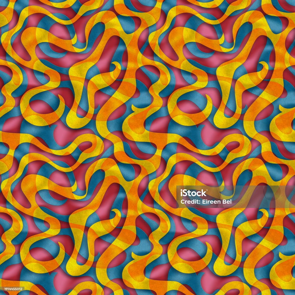 Colorful Abstract Waves Multi Layered Seamless Pattern Illustration