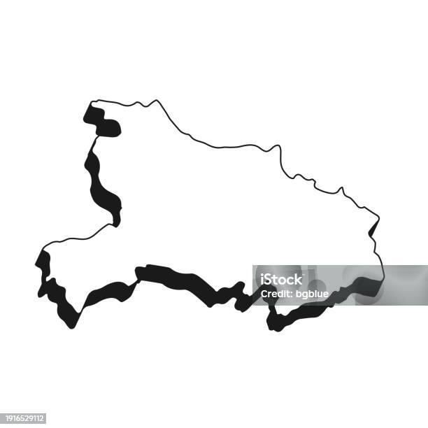 Carte Du Hubei Avec Contour Noir Et Ombre Sur Fond Blanc Vecteurs