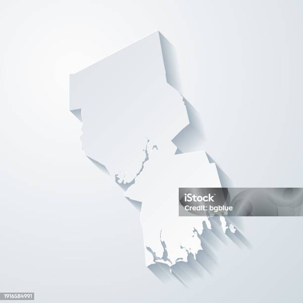 Bristol County Massachusetts Map With Paper Cut Effect On Blank