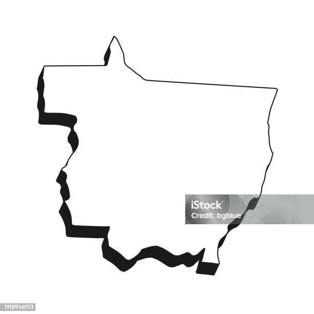 Carte Du Mato Grosso Avec Contour Noir Et Ombre Sur Fond Blanc Vecteurs