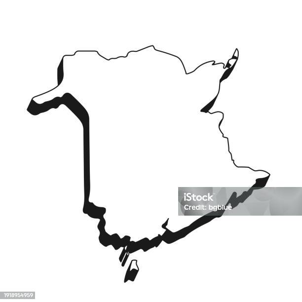 Carte Du Nouveaubrunswick Avec Contour Noir Et Ombre Sur Fond Blanc