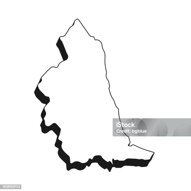Carte Du Nordest Avec Contour Noir Et Ombre Sur Fond Blanc Vecteurs