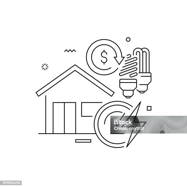 Energy Consumption Related Design With Line Icons Simple Outline Symbol