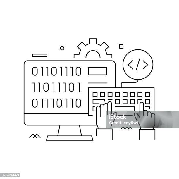 Developer Related Vector Conceptual Illustration Coding Programmer Data Stock Illustration