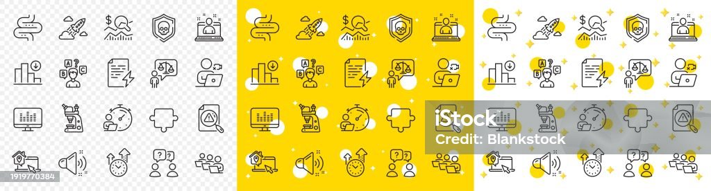 Outline Video Conference Teamwork And Decreasing Graph Line Icons For Web App Vector Stock