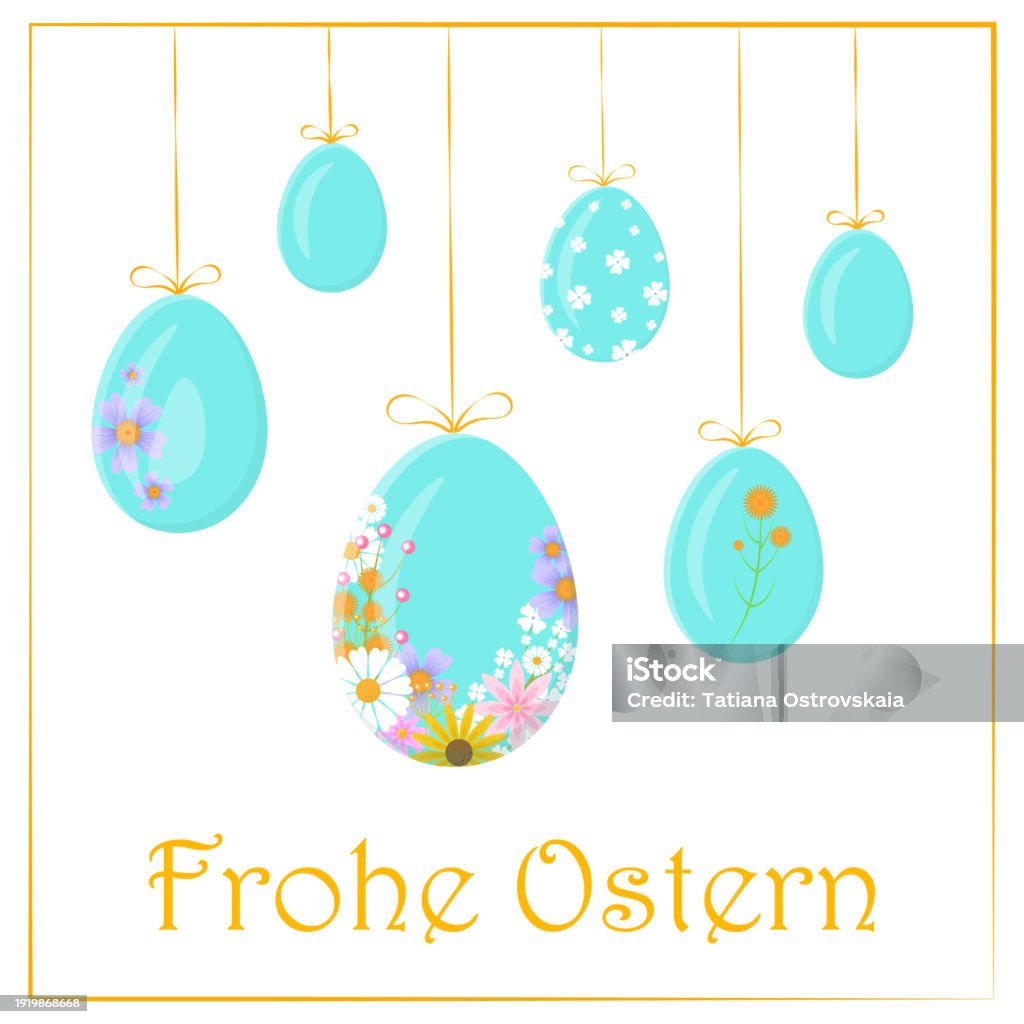 Happy Easter Card Banner Easter Eggs Frohe Ostern German Stock
