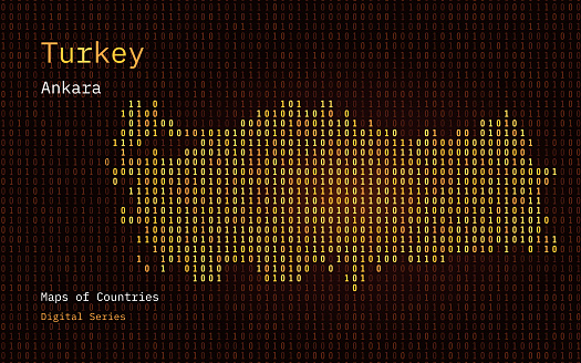 Turkey Map Shown In Binary Code Pattern Tsmc Gold Matrix Numbers Zero