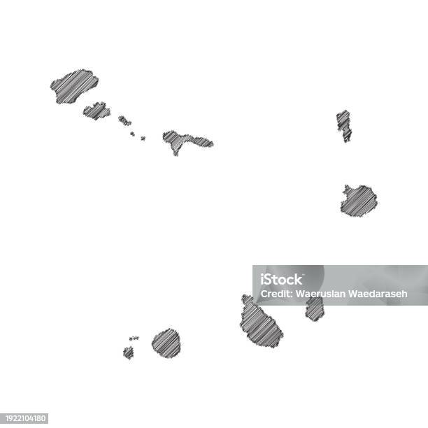 Carte Griffonnée Du Capvert Ou Du Capvert Dessin Noir Croquis Au Crayon