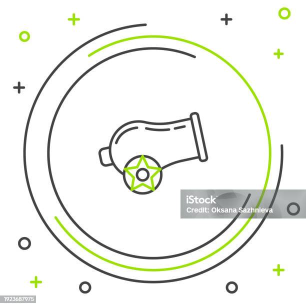 Ligne Noire Et Verte Icône De Canon Isolée Sur Fond Blanc Concept De