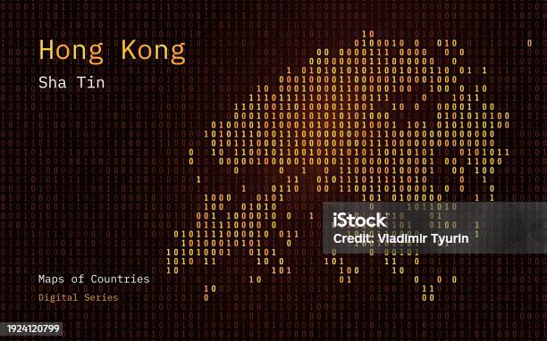 Hong Kong Map Shown In Binary Code Pattern Matrix Numbers Zero One