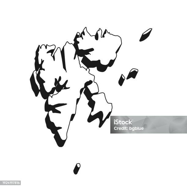 Carte Du Svalbard Avec Contour Noir Et Ombre Sur Fond Blanc Vecteurs